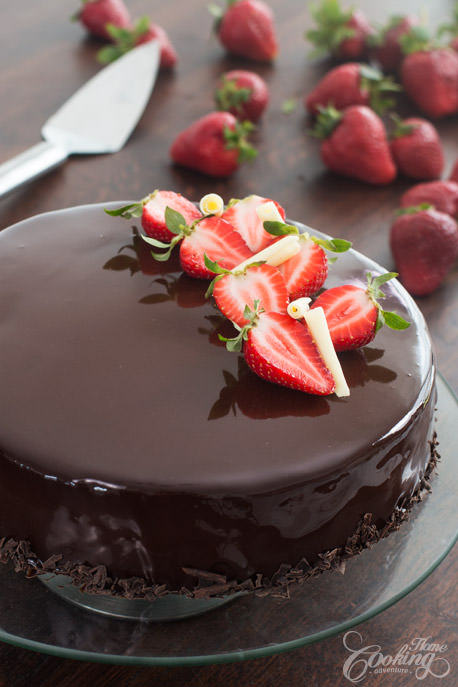 Strawberry Chocolate Mirror Cake with Strawberry Jelly