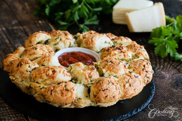 Garlic Cheese Monkey Bread Baked in a Bundt Pan