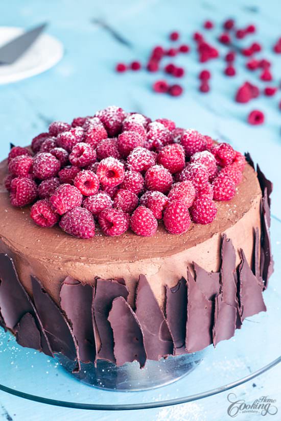 Chocolate Raspberry Cake with Whipped Chocolate Ganache