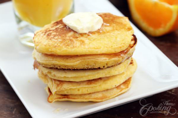 Cornmeal Pancakes from Scratch with Yogurt and Lemon Zest