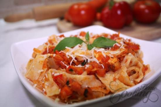 Homemade Tagliatelle Recipe with Homemade Tomato Sauce